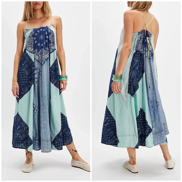 Free People | Dresses | Nwt Free People Happy Days Maxi Dress Indigo ...
